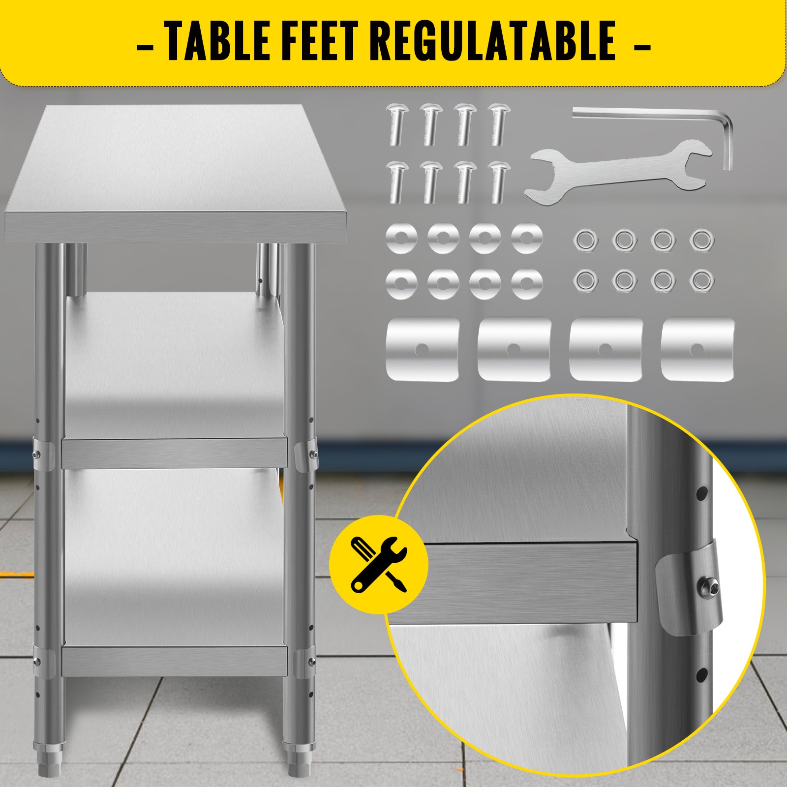 VEVOR Outdoor Food Prep Table, 24x14x33 in Commercial Stainless Steel ...