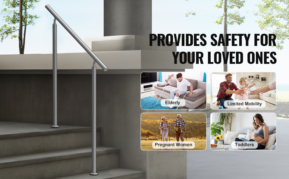 VEVOR 39.4in / 100cm Handrails for Outdoor Steps Staircase Porch Deck ...