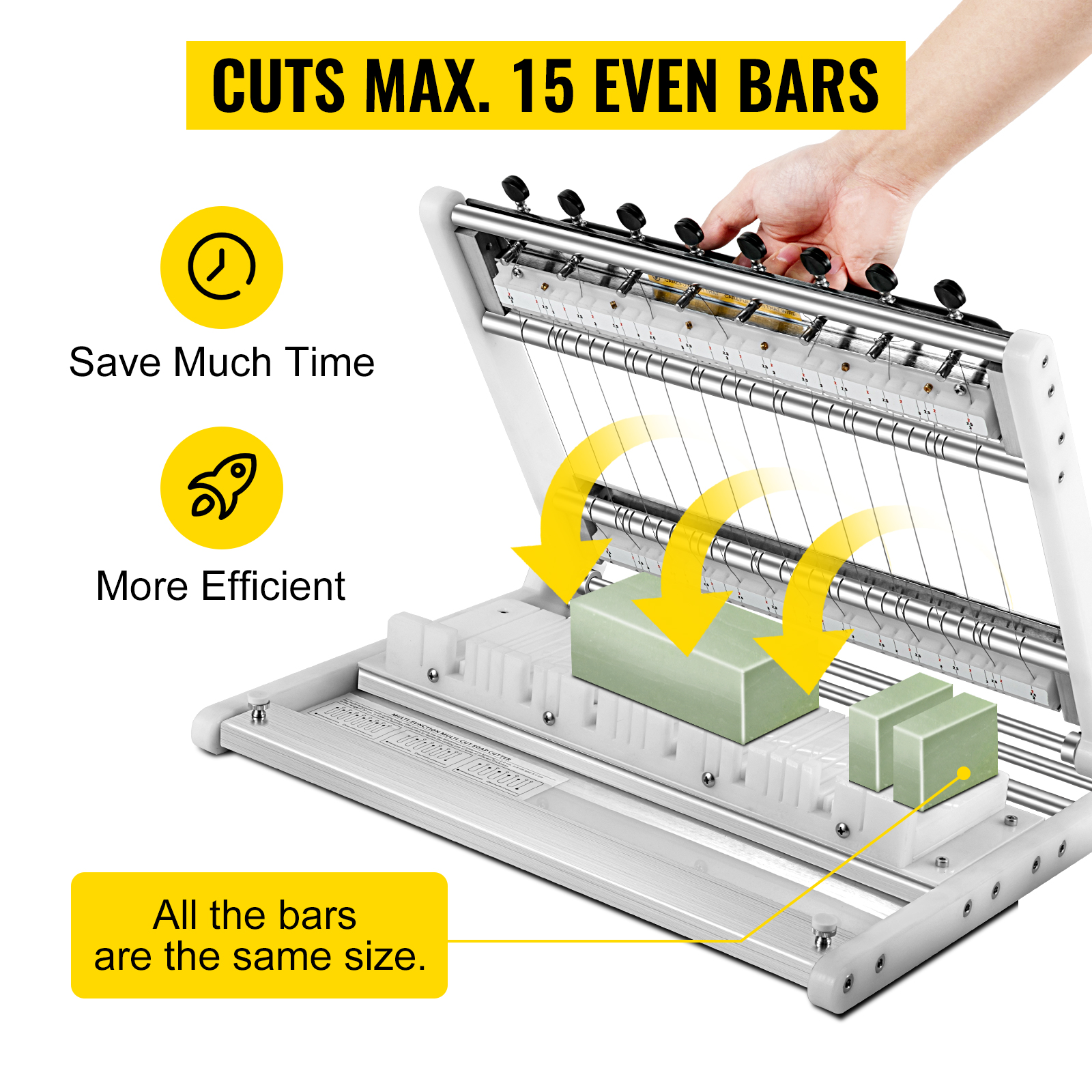 VEVOR Soap Cutter, Cuts 1-15 Bars, 0.8/1/1.2 inch Adjustable Width ...
