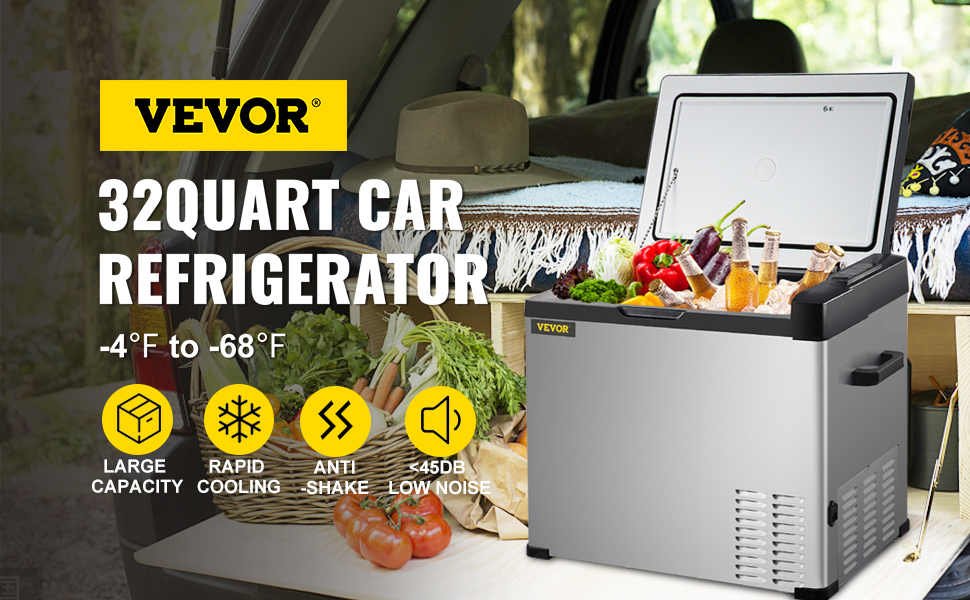 VEVOR 12 Volt Refrigerator, Portable Refrigerator (-4℉~68℉) With APP ...
