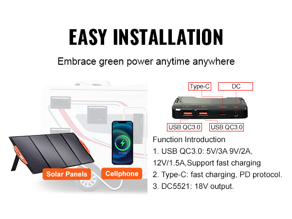 VEVOR Portable Monocrystalline Solar Panel, Monocrystallin120W Foldable ...