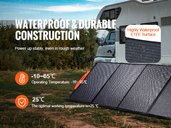 VEVOR Portable Monocrystalline Solar Panel 200W Foldable ETFE Solar ...