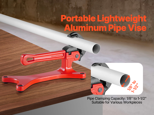 Pipe Vise Portable Lightweight Aluminum Pipe Vise 1/8" to 1-1/2 ...