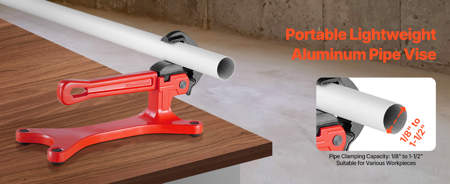 Pipe Vise Portable Lightweight Aluminum Pipe Vise 1/8" to 1-1/2" Capacity | VEVOR US