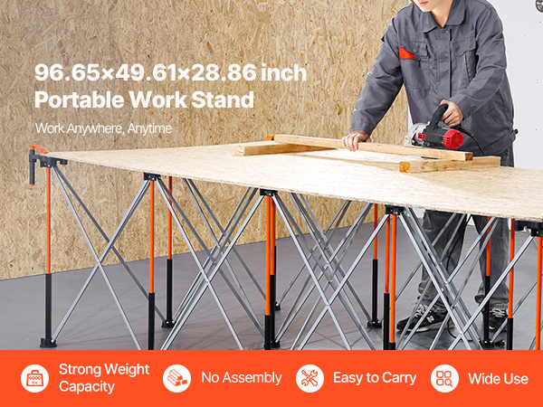 Portable Folding Workstand 8.05 x 4.13ft Collapsible Work Stand 6000lbs ...