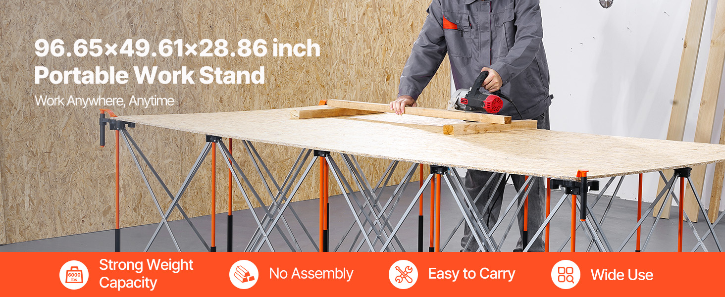 Portable Folding Workstand 8.05 x 4.13ft Collapsible Work Stand 6000lbs ...