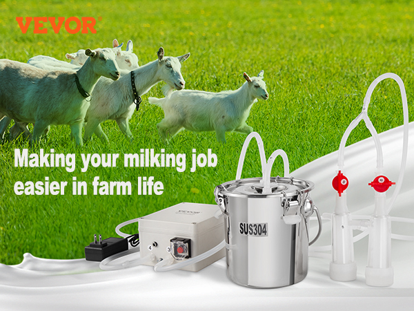 VEVOR Goat Milking Machine Goat Milker 3 L 304 Stainless Steel Bucket ...