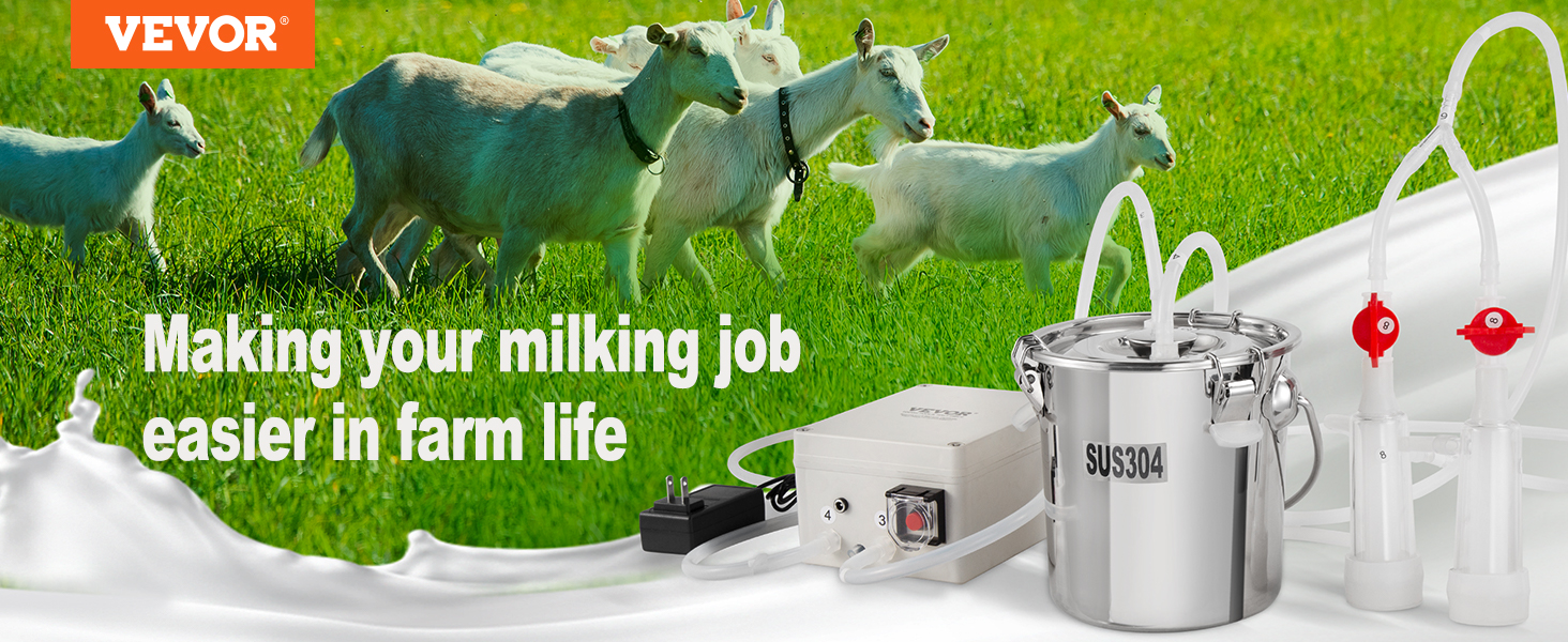 VEVOR Goat Milking Machine, 3 L 304 Stainless Steel Bucket, Electric ...
