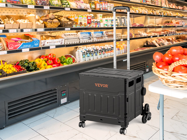 VEVOR Stair Climbing Cart 53L Foldable Shopping Cart w/ Lid ...