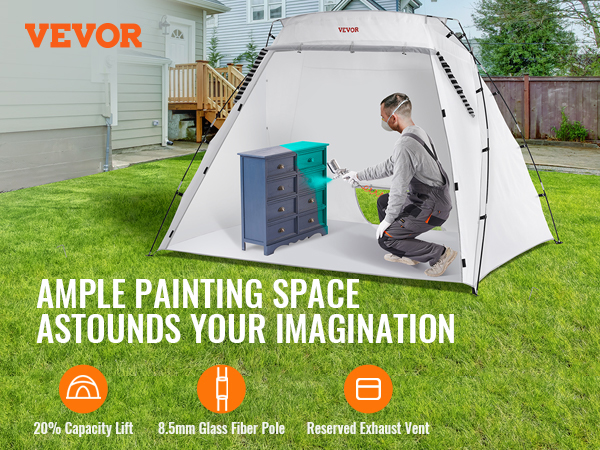 VEVOR Spray Paint Shelter, 7.5x5.2x5.2ft Portable Spray Paint Tent with ...