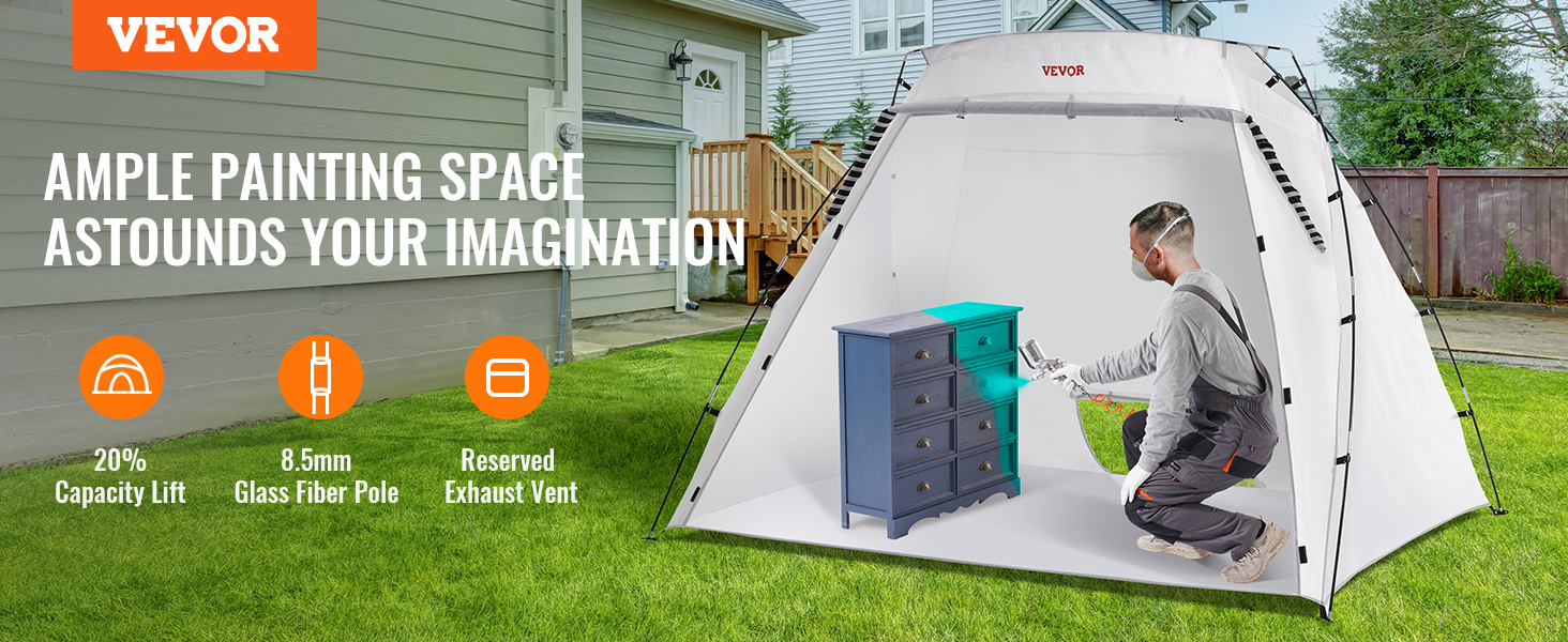 VEVOR Spray Paint Shelter, 7.5x5.2x5.2ft Portable Spray Paint Tent with ...