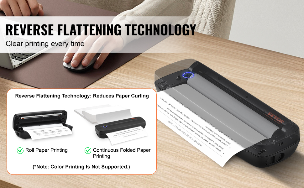 VEVOR Portable Printer Wireless Inkless Printer 2600 mAh for Travel ...