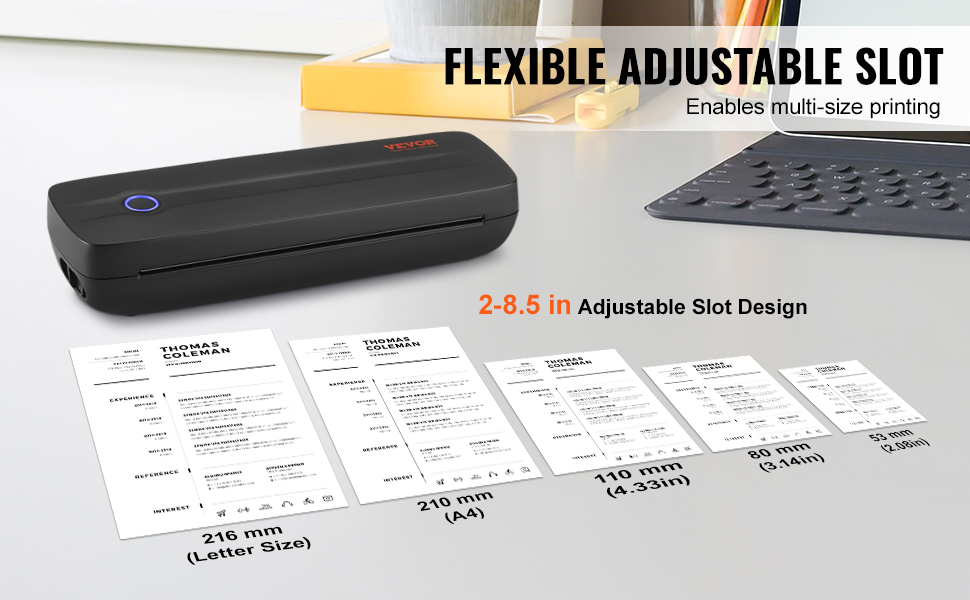 VEVOR Portable Thermal Printer - 2600mAh Battery, 300 DPI, Bluetooth ...