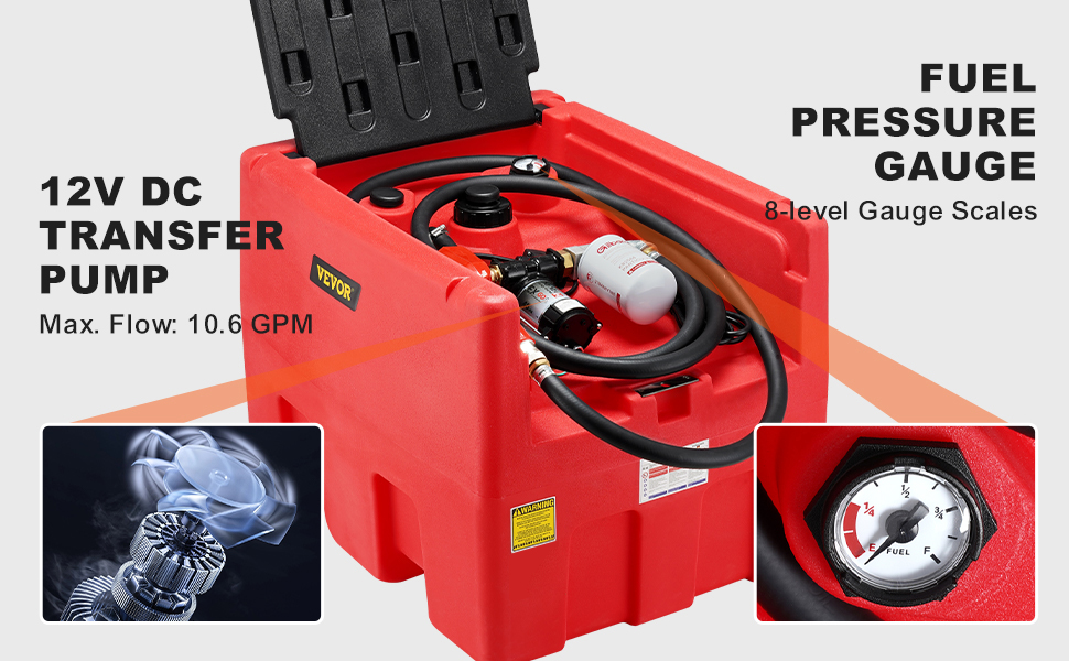 VEVOR Portable Diesel & Gasoline Tank 182L Diesel Fuel Tank with ...