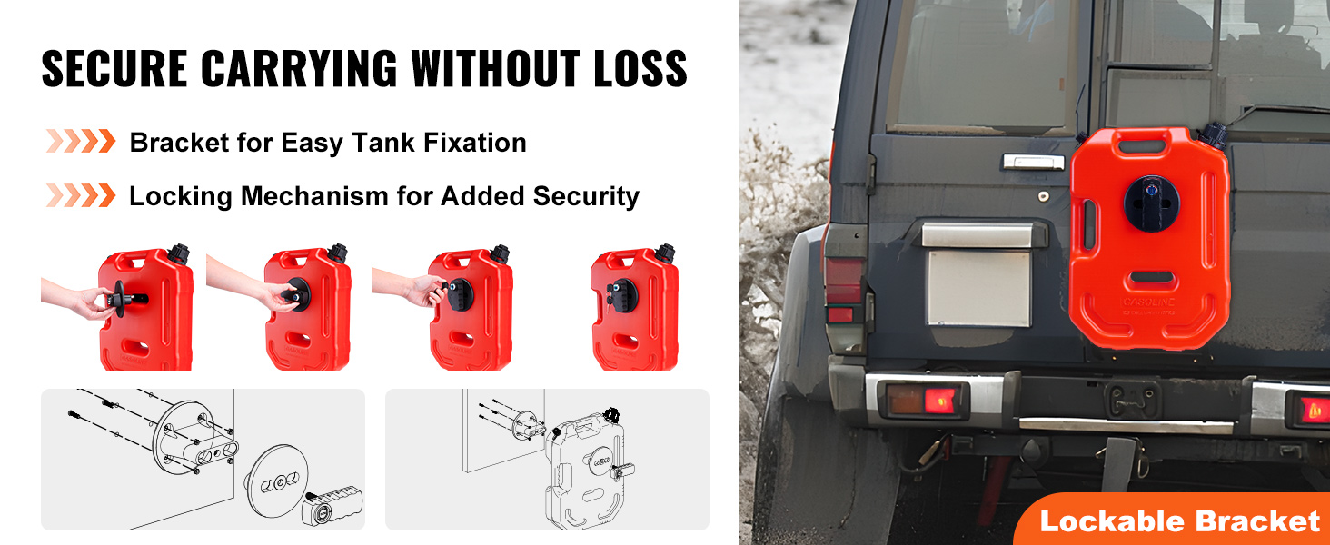 VEVOR Gas Can, 2.64 Gallon/10L, Fuel Tank with Spout and Lockable ...