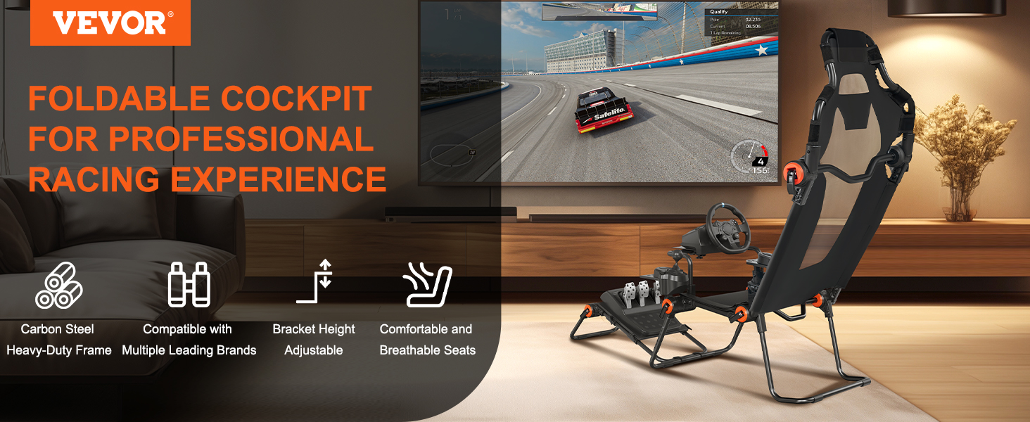 VEVOR Racing Wheel Stand Foldable Fit For Logitech,Thrustmaster,Fanatec ...