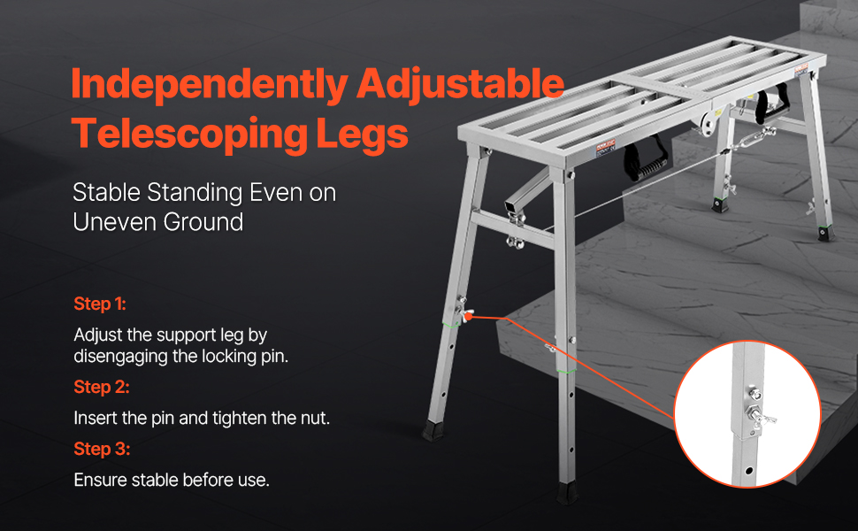 Work Platform Adjustable Height Portable Scaffolding Platform 400 lb ...
