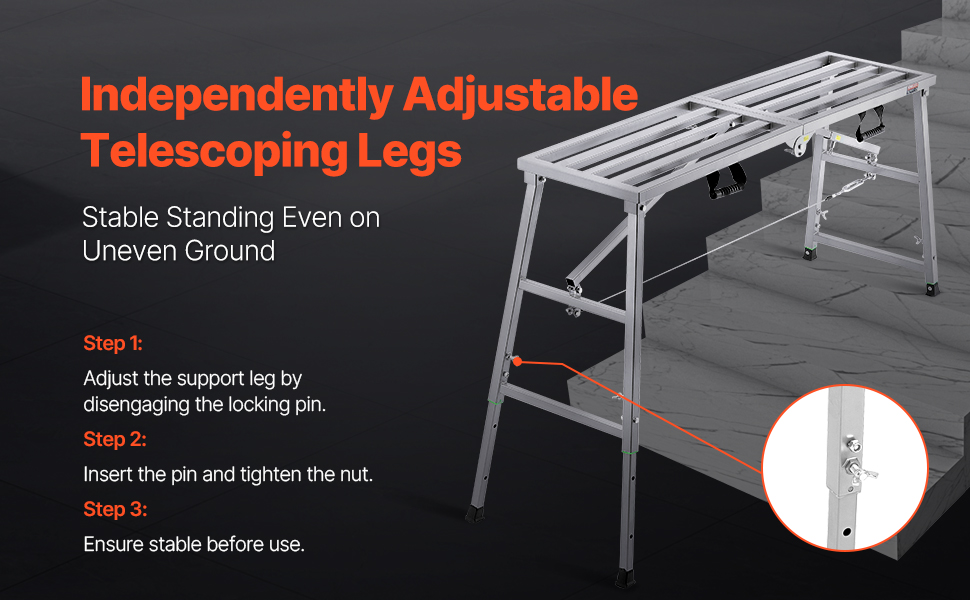 Work Platform Adjustable Height Portable Scaffolding Platform 800 lb ...