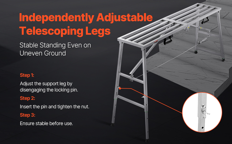Work Platform Adjustable Height Portable Scaffolding Platform 800 lb ...