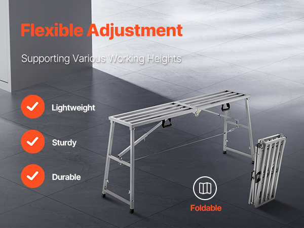 VEVOR Work Platform Adjustable Height Portable Scaffolding Platform 880 ...