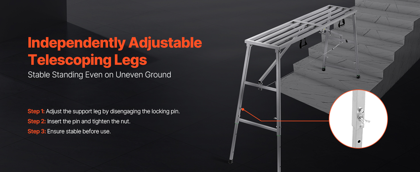 VEVOR Work Platform Adjustable Height Portable Scaffolding Platform 880 ...