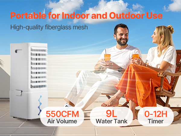 Evaporative Air Cooler 9L 550 CFM Swamp Air Conditioner with 2 Ice ...