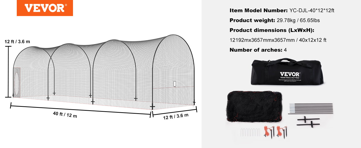 VEVOR Baseball Batting Cage, Softball and Baseball Batting Cage Net and ...