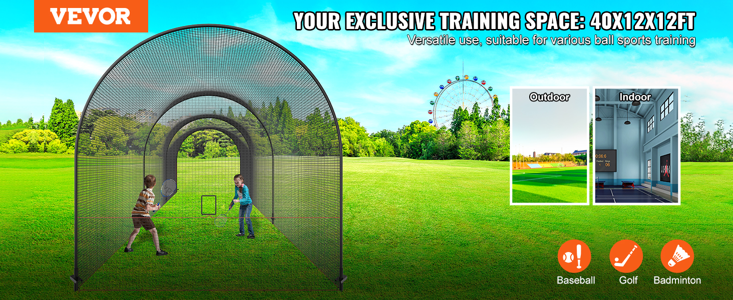 VEVOR Baseball Batting Cage, Softball and Baseball Batting Cage Net and ...
