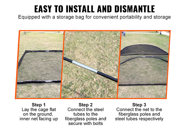VEVOR Baseball Batting Cage, Softball and Baseball Batting Cage Net and ...