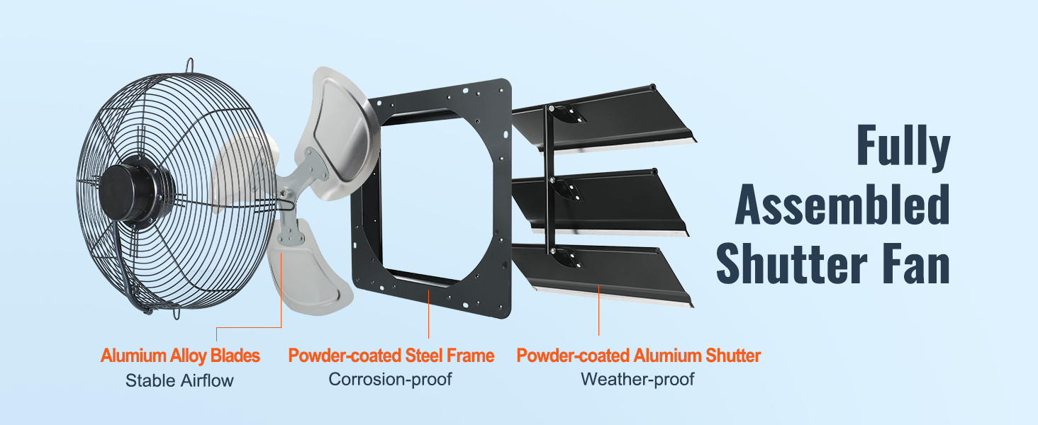 VEVOR Shutter Exhaust Fan, 14'' with Temperature Humidity Controller ...