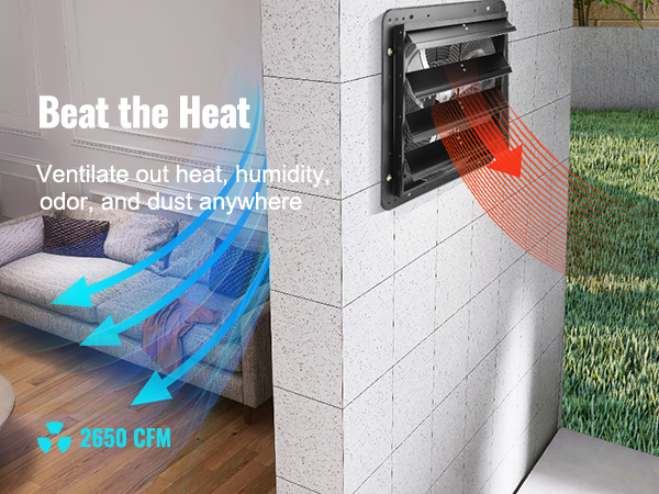 VEVOR Shutter Exhaust Fan, 16'' with Temperature Humidity Controller ...