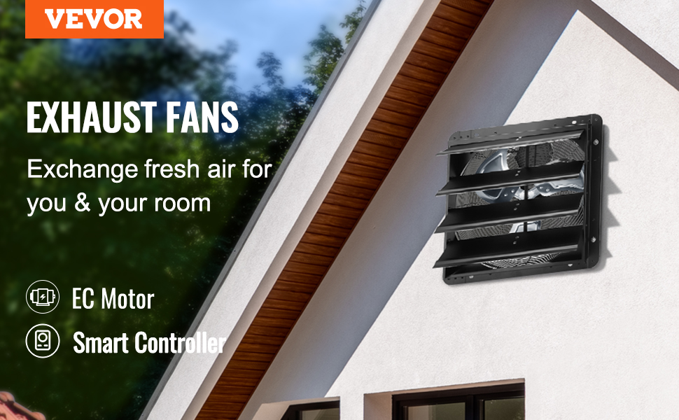 VEVOR Shutter Exhaust Fan Shop Exhaust Fan 406 mm Remote Control Wall ...