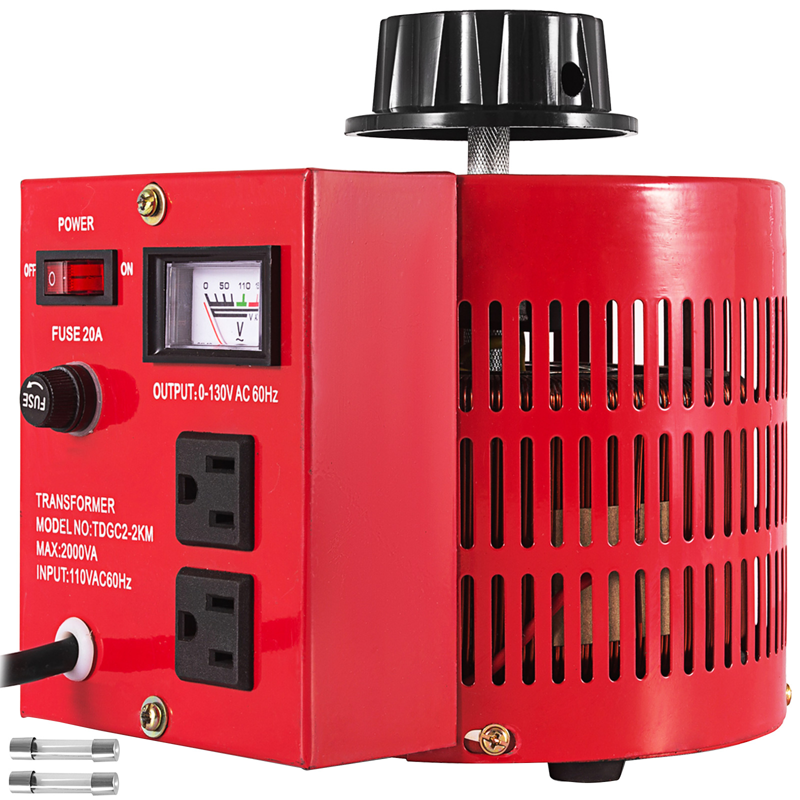 VEVOR 2000VA Transformer Max 20 Amp Variable Transformer 0-130 Volt ...