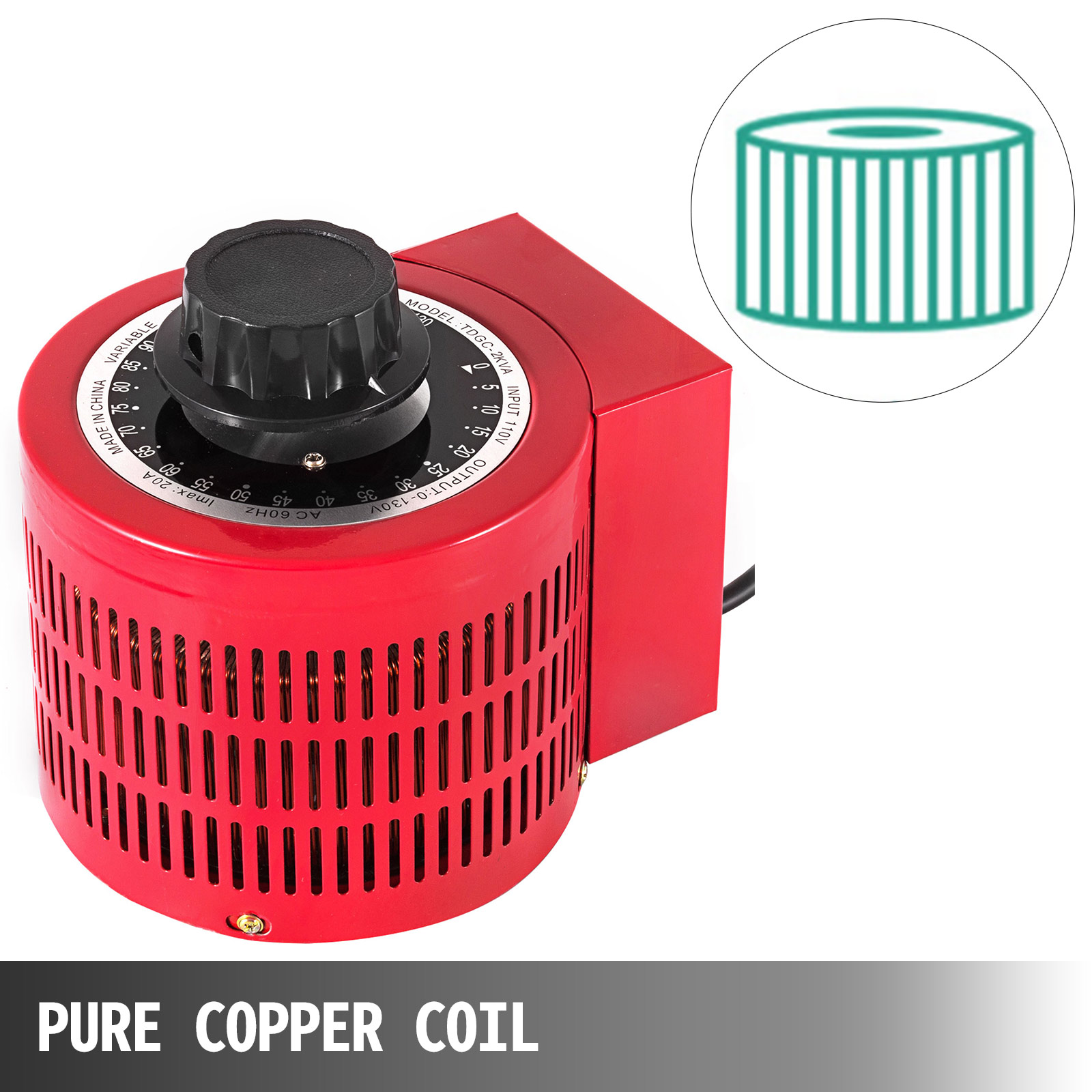 VEVOR 2000VA Transformer Max 20 Amp Variable Transformer 0-130 Volt ...