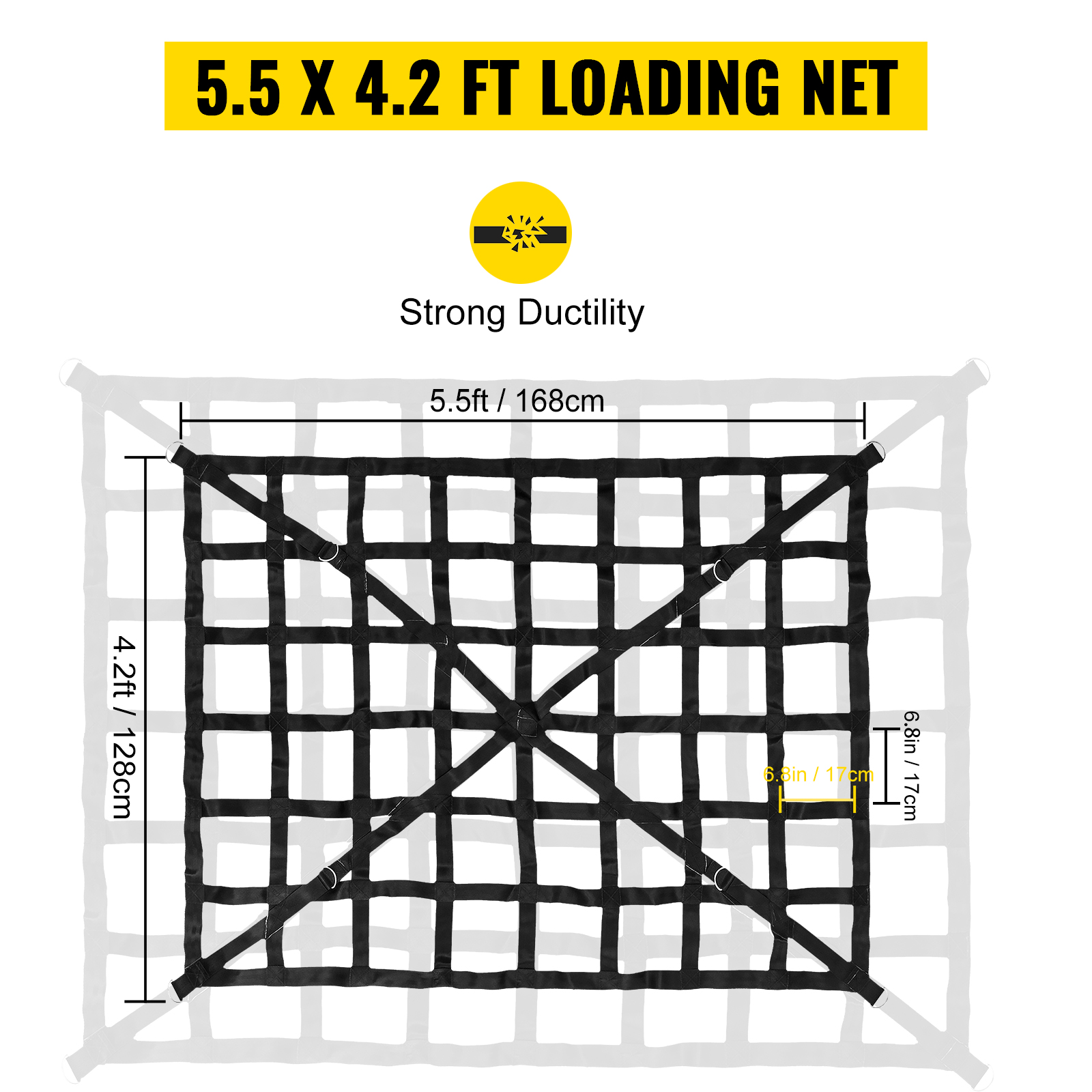 VEVOR Cargo Net, 4.2' x 5.5' Cargo Net for Pickup Truck Bed, Heavy Duty ...