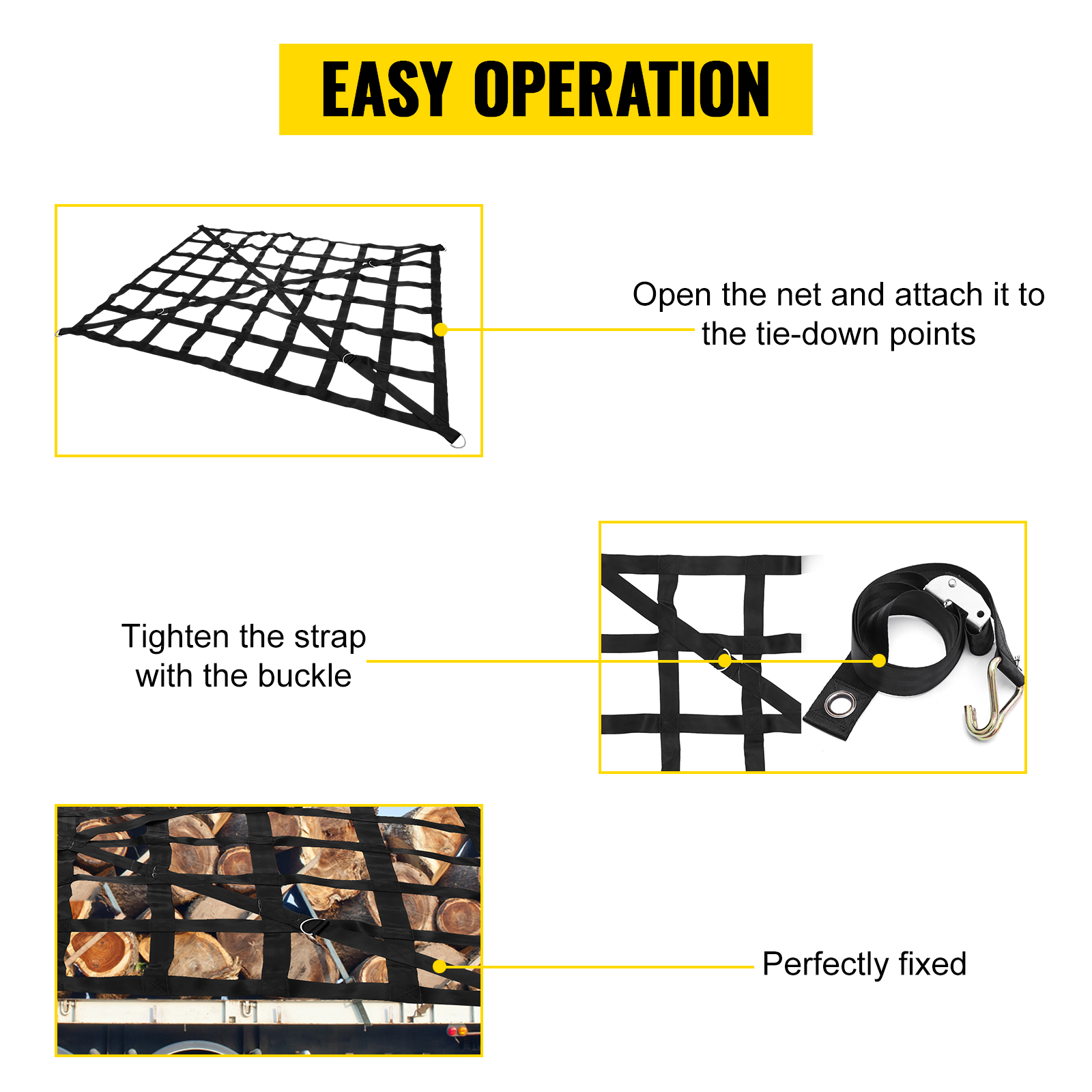 VEVOR Cargo Net, 4.2' x 5.5' Cargo Net for Pickup Truck Bed, Heavy Duty ...