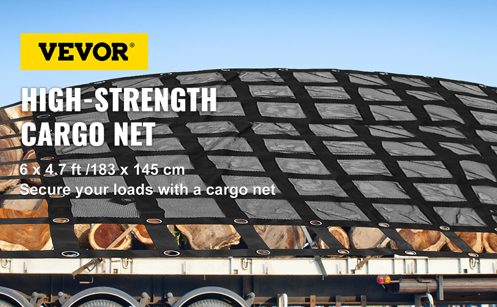 VEVOR 6' x 4.7' Cargo Net with Mesh, Truck Bed Cargo Net Capacity ...
