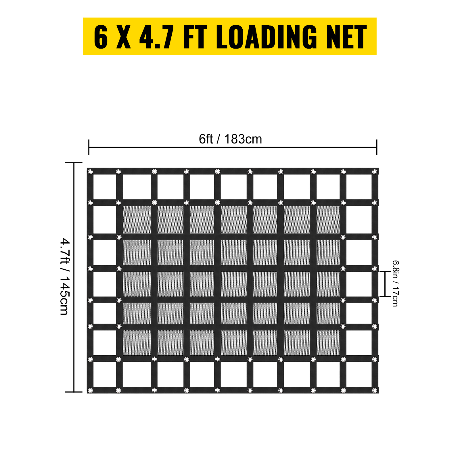 VEVOR 6' x 4.7' Cargo Net with Mesh, Truck Bed Cargo Net Capacity ...