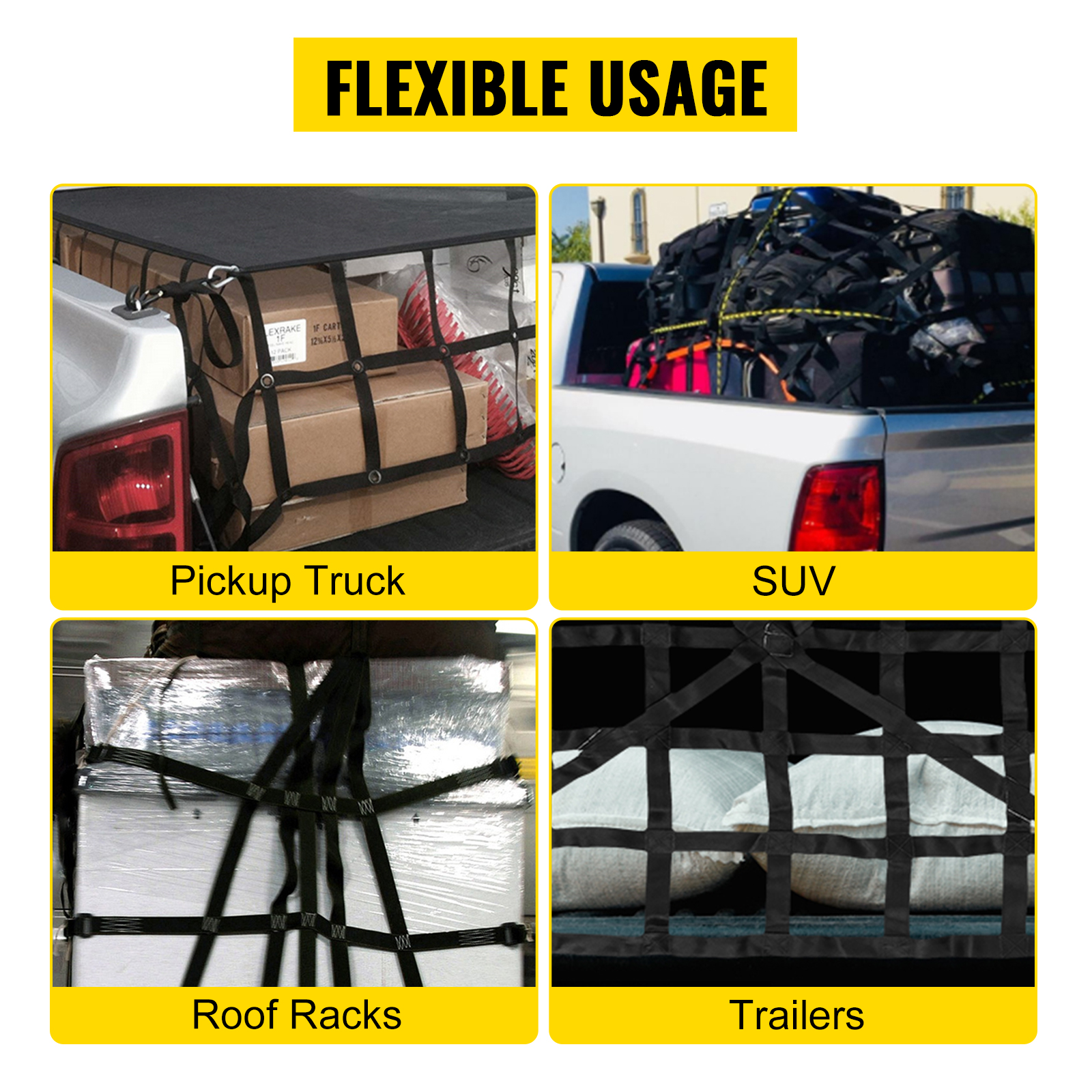 VEVOR Cargo Net with Mesh, 8' x 6.7' Cargo Net for Pickup Truck Bed ...
