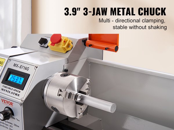 VEVOR Mini Metal Lathe Machine, 7'' x 16'', 800W Precision Benchtop ...
