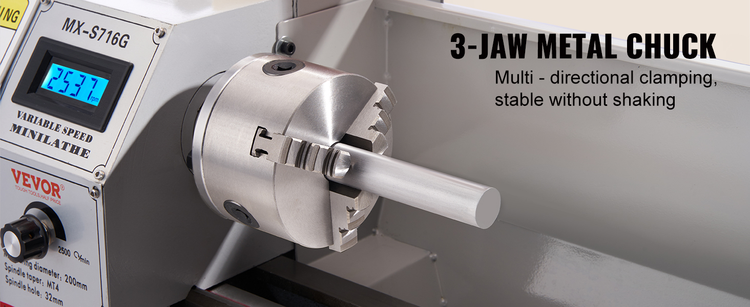 VEVOR Mini Metal Lathe Machine, 180 x 400 mm, 800W Precision Benchtop ...