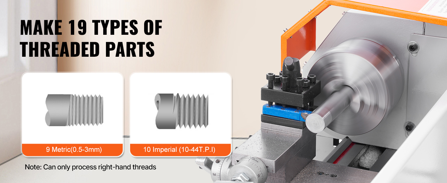 VEVOR Mini Metal Lathe Machine, 7'' x 16'', 800W Precision Benchtop ...