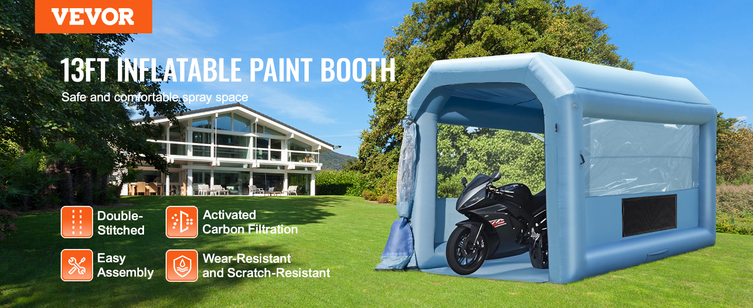 VEVOR Inflatable Paint Booth, 13.1 x 9.8 x 9 ft Inflatable Spray Booth ...