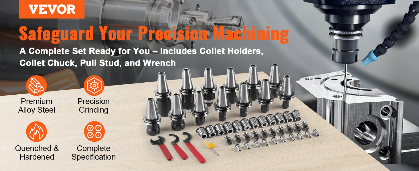 VEVOR CAT40 Collet Holder ER 16/32 Collet Set, 35 PCs, SLN FMB ER16/32 APU Tool Holders Spring ...
