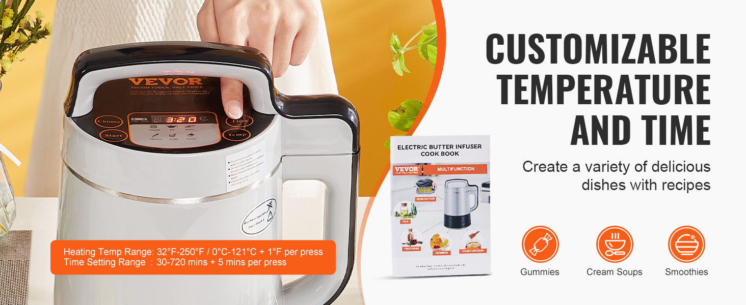 VEVOR Butter Infuser Machine, 6 Functions Herbal Infuser, Magic Butter ...
