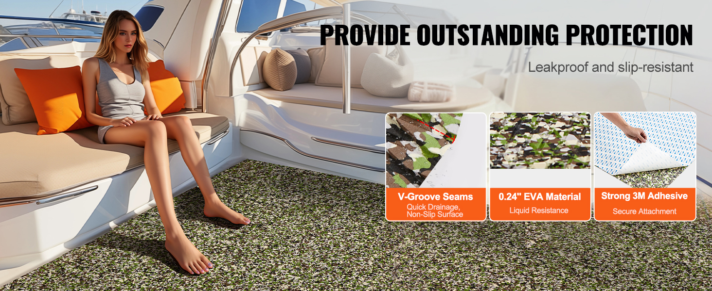 VEVOR Boat Flooring, EVA Foam Boat Decking 94.5" x 35.4", Non-Slip Self ...