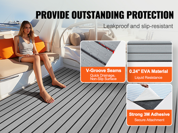 VEVOR Boat Flooring, EVA Foam Boat Decking 94.5" x 35.4", Non-Slip Self ...