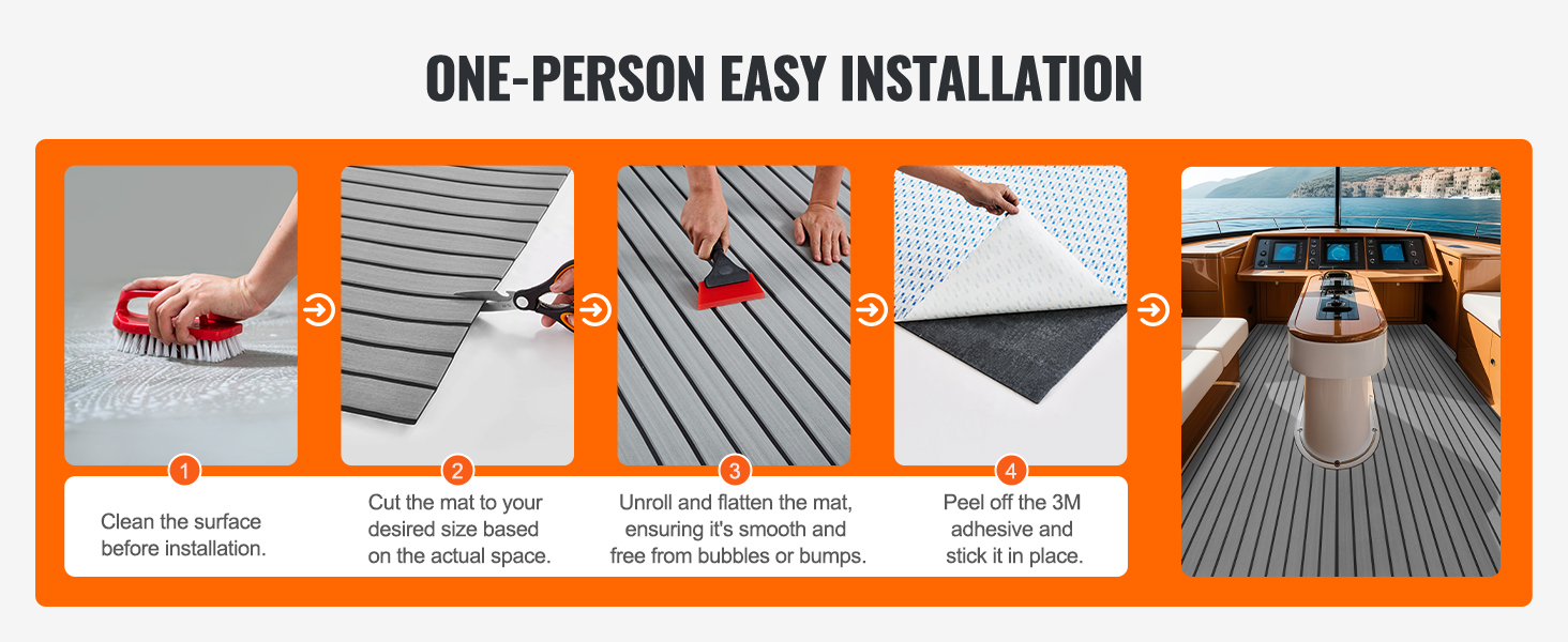 VEVOR Boat Flooring, EVA Foam Boat Decking 94.5" x 35.4", Non-Slip Self ...