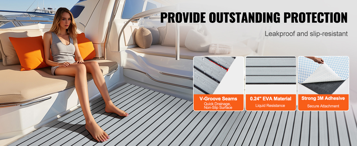 VEVOR Boat Flooring, EVA Foam Boat Decking 94.5" x 45.7", Non-Slip Self ...