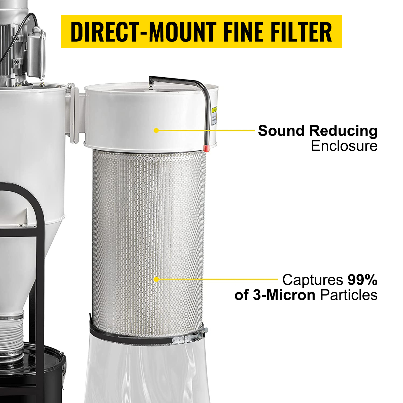 VEVOR Cyclone Dust Collector Woodworking Dust Collector 2HP 220V Heavy ...